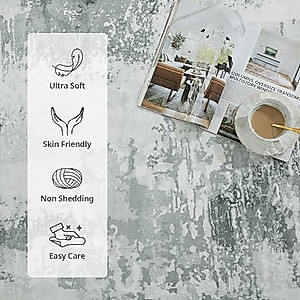 HOMBYS 10x14 ft Modern Area Rug for Living Room Bedroom, Large Abstract Floor Carpet with Non-Slip Backing for Indoor Office Dining Room, Boho Farmhouse Home Deco, Grey, Machine Washable