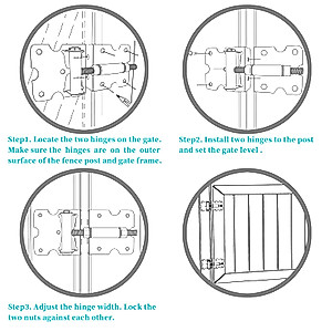Bordersmover Self Closing Gate Hinges, Heavy Duty for Vinyl/Wood/Metal Fence, Pack of 2, with Slef-Tapping Screws and Adjuster Tool