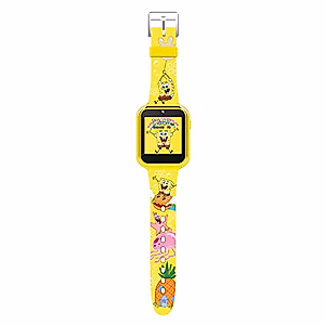 Accutime Kids Nickelodeon Spongebob Squarepants Yellow Educational Learning Touchscreen Smart Watch Toy for Boys, Girls, Toddlers - Selfie Cam, Games, Alarm, Calculator (Model: SGB4090AZ)