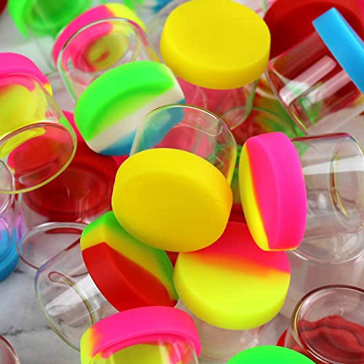 TruAres 5ml Glass Jars with Silicone Lids Airtight Multi Use Containers 50-Pack