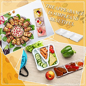 24 Pcs 8.7 x 2.8 Inch 3 Compartment Appetizer Serving Tray Plastic 3 Section Dessert Platters Rectangular Divided Plate White Compartment Serving Dishes Dipping Sauces Dinner Buffet Restaurant Kitchen