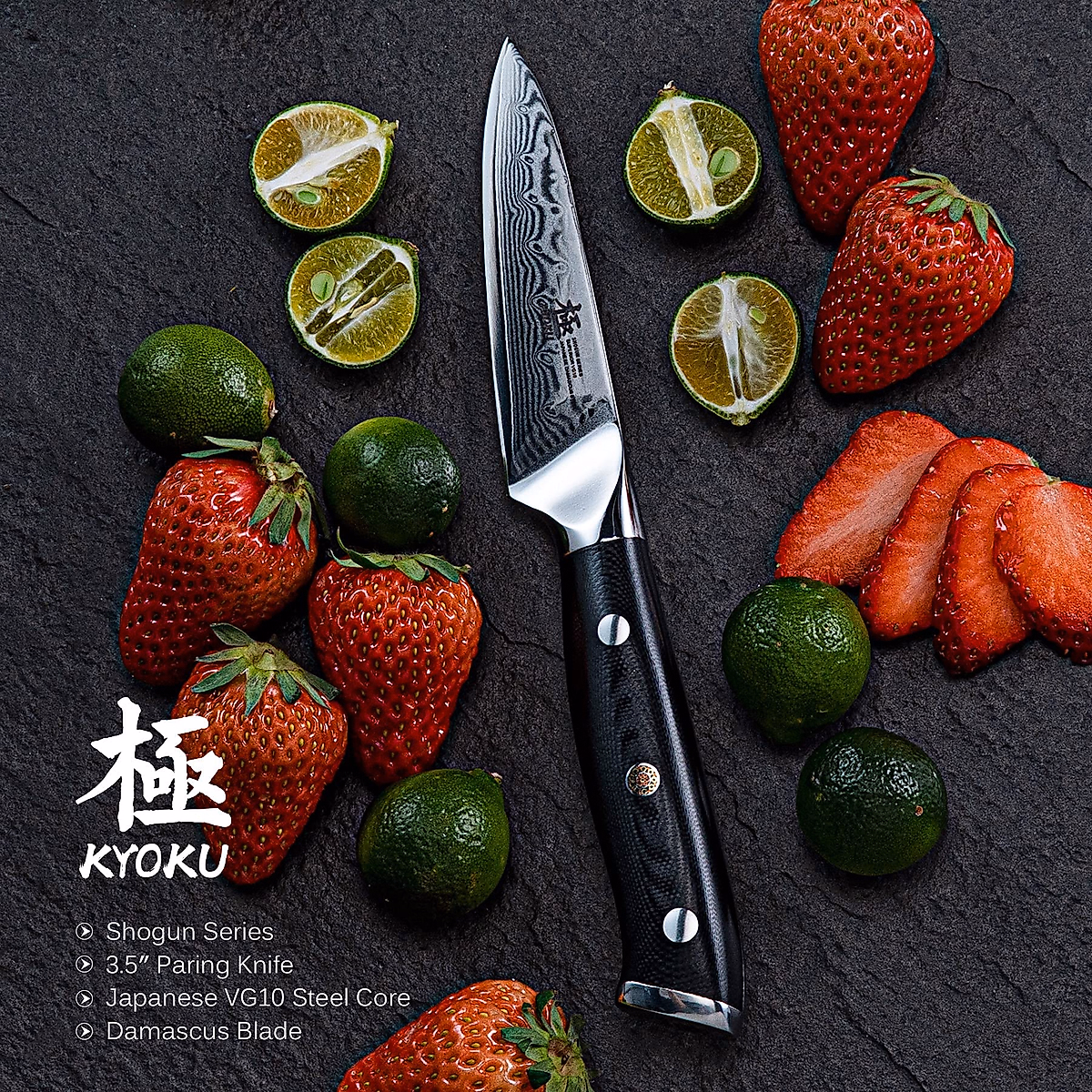 KYOKU 3.5" Paring Knife + 7'' Santoku Knife - Shogun Series - Japanese VG10 Steel Core Forged Damascus Blade