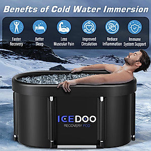 Upgrade XL 129 Gal Large Oval Ice Bath Tub for Athletes,Multiple Layered Portable Outdoor Cold Plunge Tub for Recovery,Cold Plunge for Family-Foldable Ice Baths for Home,Gyms,Indoor use