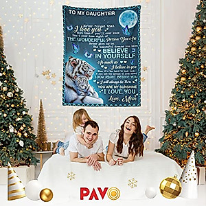 New Daughter Gifts from Mom to Daughter Tiger Blanket, to My Daughter Blanket, Soft Fleece Throw Blankets Graduation Gifts Ideas for Women Birthday, Christmas, Mother's Day Daughter Gift 50" x 60"