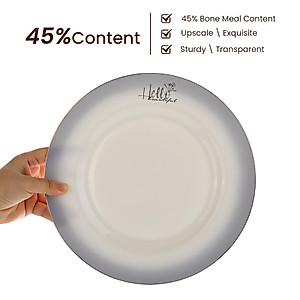 Wpslnwo Fine Bone China Dinner Plates,10.5-inch Smoky Gray Sradient Rendering Plates 24k Gold-plated Dinnerware Sets,Elegant Artworks,Suitable for Families with Taste,with Gift Box Packaging