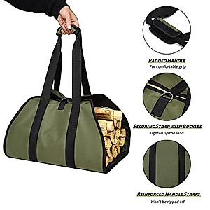 Firewood Carrier Bag with Handles, WITSTEP Log Tote Sturdy Wood Carrier for Firewood, Durable Oxford Fabric Log Carrier with Reinforce Ring Straps for Camping Indoor Outdoor Wood Stove Accessories