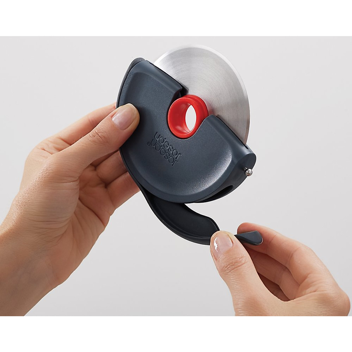 Joseph Joseph Disc Easy-Clean Pizza Wheel, Grey/Red