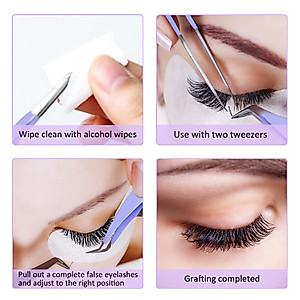 MLEN DIARY Lash Tweezers for Eyelash Extensions Stainless Steel Eyelash Extension Tweezers Curved L Angled Tips Flat Lashing Tweezer Tools for Volume,Isolation & Classic Lashes - Purple