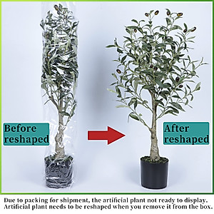 AntHousePlant Artificial Topiary Olive Tree 32 Inch Fake Olive Topiary Silk Tree Faux Olive Plant for Indoor Outdoor Home Office Garden Decor