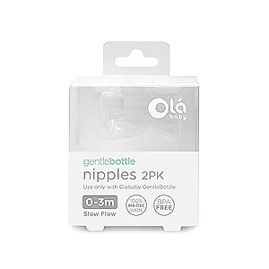 Olababy Gentle Bottle Silicone Replacement Nipple 2 Pack (0-3 Months/Slow Flow))