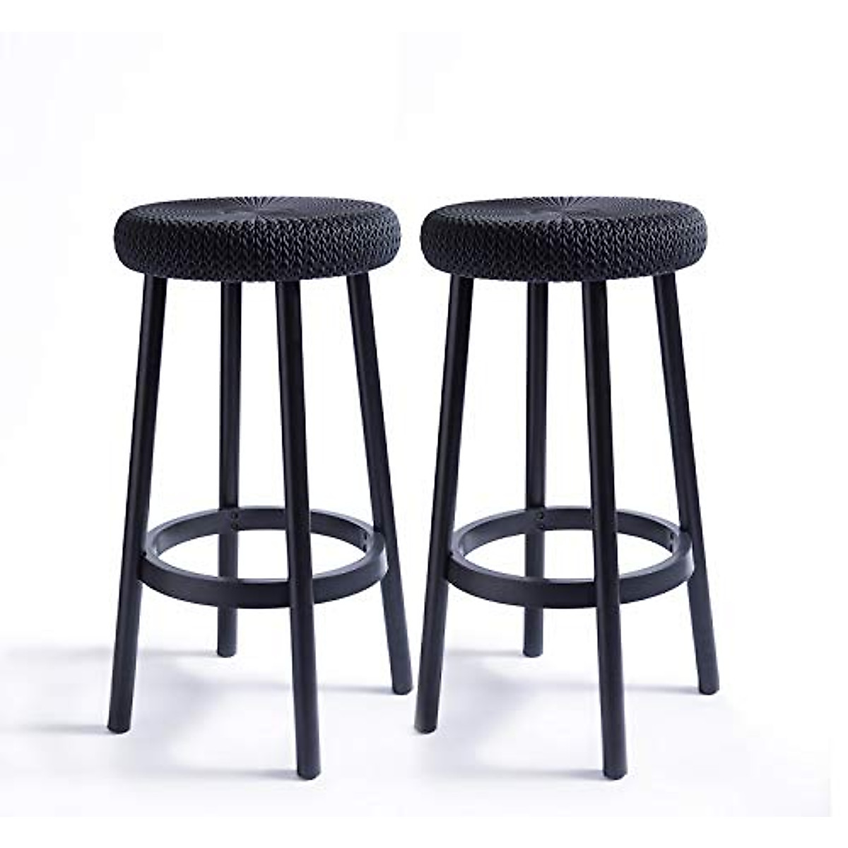 Keter Resin Backless 26” Counter Height Stools Set of 2 for Patio and Outdoor Bar Seating, Dark Grey