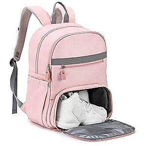 MoKo Gym Backpack with Shoe Compartment, 15.6 Inch Laptop Bag Backpack Stylish Water Resistant Travel Backpack Anti Theft School Backpack for Women/Girls/Teens Gifts, Pink