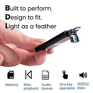 Mini Voice Activated Recorder, Lightweight Aluminium Case, 26 Hours Recording Battery Time, for Lectures, Meetings, Classes and More - by aTTo Digital