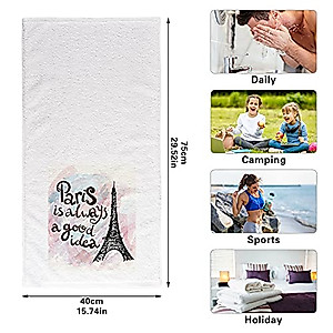ALAZA Paris Always Good Idea Eiffel Tower Towels 100% Cotton Hand Towel for Bathroom 16 x 30 inch, Absorbent Soft & Skin-Friendly, 2 pack