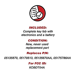 KeylessOption Keyless Entry Remote Control Blank Uncut Car Key Fob Replacement for KOBDT04A (Pack of 2)