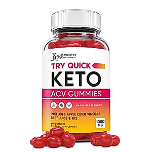 Justified Laboratories Try Quick Keto ACV Gummies 1000MG with Pomegranate Juice Beet Root B12 60 Gummys