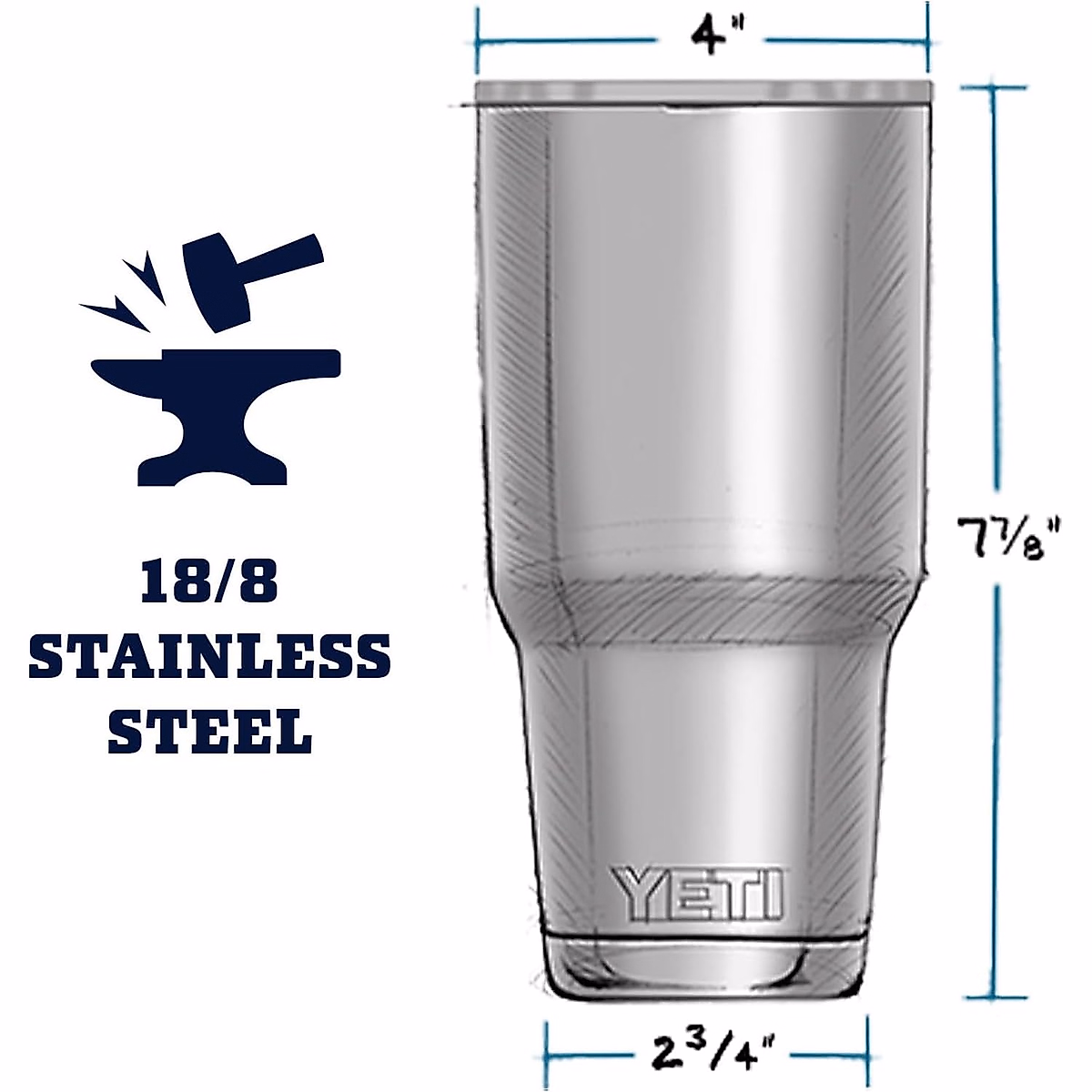 YETI Rambler 30 oz Tumbler, Stainless Steel, Vacuum Insulated with MagSlider Lid, Black Stone