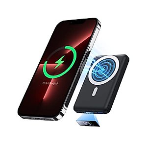 Wireless Power Bank, Yiisonger Slim 10000mAh Magnetic Portable Charger 22.5W PD Fast Charging, Mini Mag-Safe Battery Pack QC3.0 LED Display USB-C Compatible with iPhone 14&13/ Pro Max/Pro/Mini (Black)