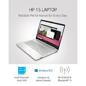 HP 15 inch Laptop, Intel Pentium Gold 7505 Processor, Intel UHD Graphics, 128 GB SSD, Windows 10 Home (15-dy2010nr, Natural Silver)