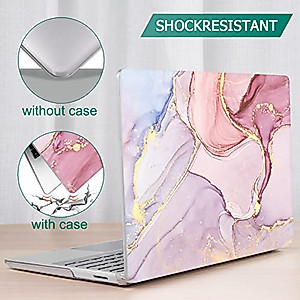 Mektron Designed 15" Microsoft Surface Laptop 3/4/5 Case 2019/2021/2022 Models:1872/1873/1953/1979 Laptop Cover,Plastic Hard Shell with Screen Protector + Keyboard Cover + Dust Plugs,Pink Marble