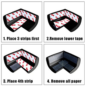 LURICO 4 Pieces Set Corner Protector | Baby Proofing Table Corner Bumper Guard | Child Safety Furniture Fireplace Corner Edge Guards | Soft Foam | Safe Corner Cushion | Pre-Taped | (Coffee Brown)