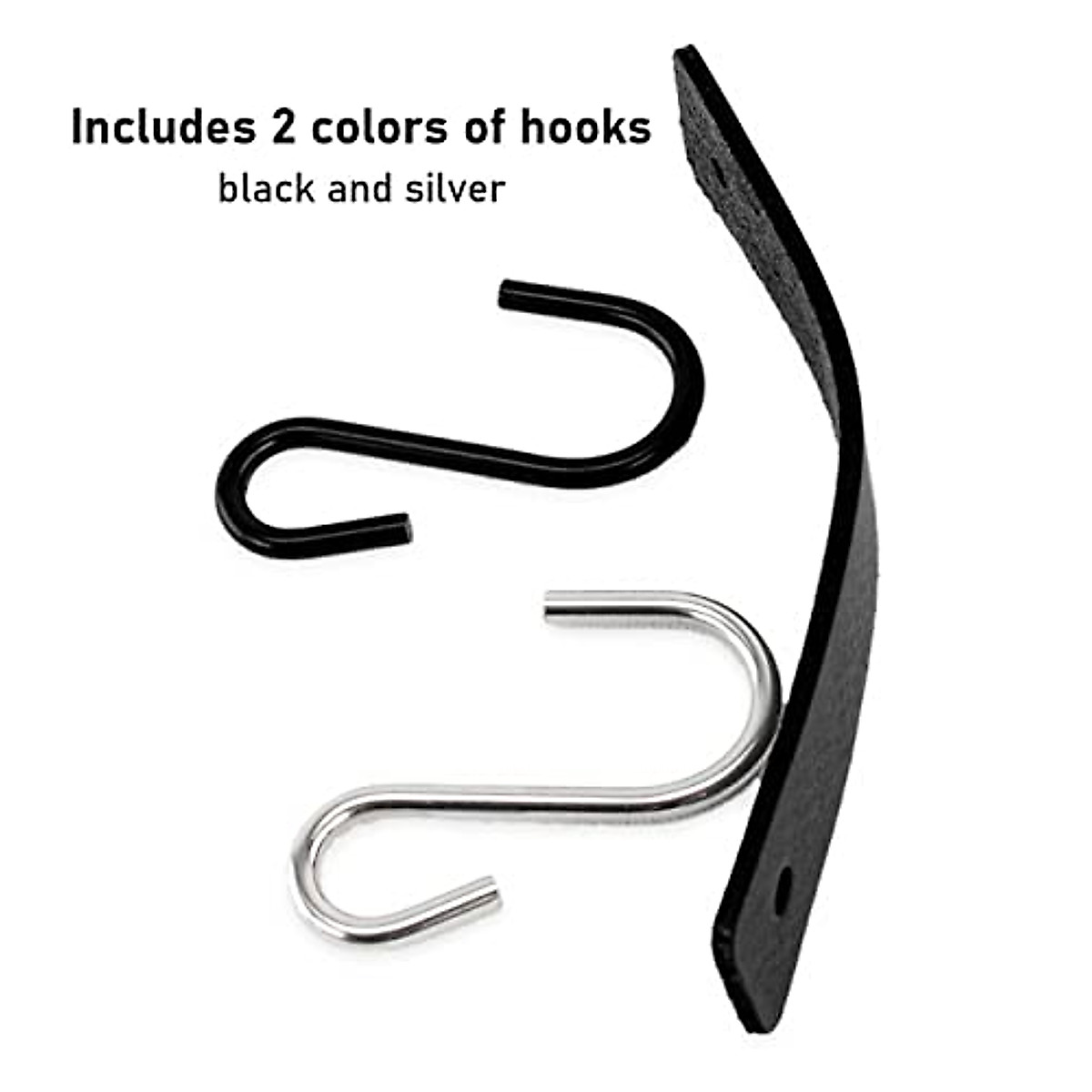 Brute Strength - Multifunctional Leather S-Hooks - Black - 2 Pieces - S Shaped Hooks - Coat Hook - Leather Hooks - Leather s Hooks - Black s Hooks - Kitchen Hooks