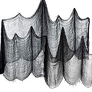 Zealor Halloween Creepy Cloth Party Decor Drape Doorways Entryways Windows Cover Gauze Creepy Spooky Halloween Decorations(8.7 Yards x 30 Inches, Black)