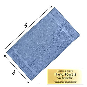 TALVANIA Hand Towels - 100% Cotton Bathroom Towel Set Hotel Spa Quality 600GSM - Super Soft Absorbent - Use for Home Bath Hand Face - 16” X 28” - Set of 4 (Blue)