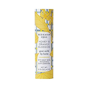 Beekman 1802 Lip Balm, Honey & Orange Blossom - Scented - 0.15 oz - With Goat Milk, Vitamin E & Beeswax for Dry, Cracked Lips - Good for Sensitive Skin - Cruelty Free - Packaging May Vary