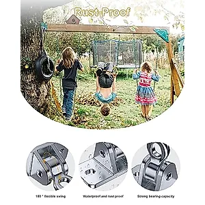 Digtichnny Swing Hangers Heavy Duty, 304 Stainless Steel Porch Swing Hooks Hanging Kit Swing Brackets Hardware Set Parts Smooth Silent