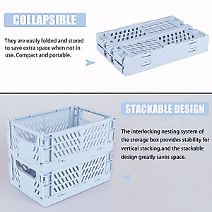 Tixill 2-Pack Mini Foldable Plastic Baskets for Organizing and Storage, Collapsible Storage Crate for Home Kitchen Bedroom Bathroom Office (5.9x3.8x2.2, Blue)