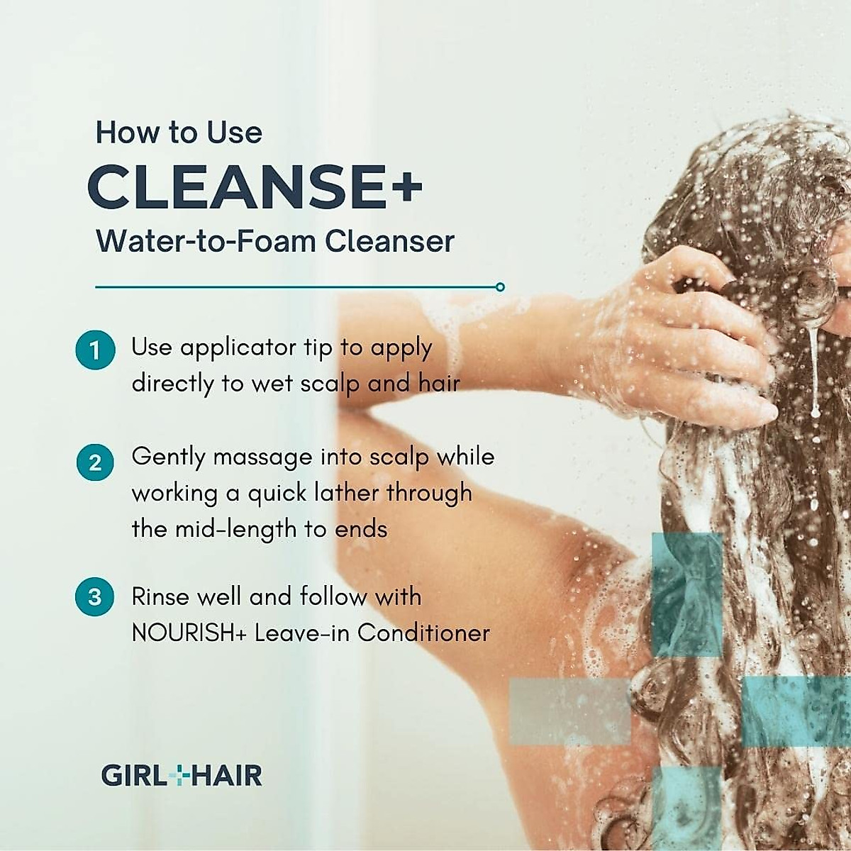 GIRL+HAIR Cleanse+ Moisturizing Shampoo | Restorative for Dry, Damaged Hair | Treat Dry, Itchy Scalp | With Shea Butter, Tea Tree Oil (10.1 fl oz)