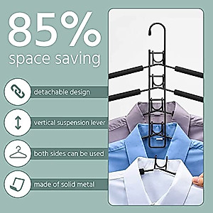 Closet Hangers Space Saver - Multipurpose Hanger Organizer - Clothes Hangers Space Saving - Multi Shirt Hanger - Multi Hook Hanger - Closet Organizers and Storage Hangers - Closet Space Savers – 1pk