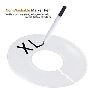 20 Pack Clothing Rack Size Dividers Wardrobe Round Hangers Dividers with 1 Piece Marker Pen (20pcs, Blank)