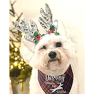 Dog Plaid Christmas Bandana 3 Pack, Holiday Dog Bandana for Xmas Dog Puppy Costume Decorations