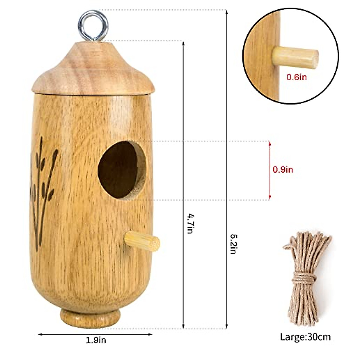 Humming Bird Houses for Outside Hanging Wooden Hummingbird Nest for Garden 3Pack