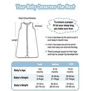 TOTBASIC Baby Sleep Sack 2-Pack, Light & Soft Unisex-Baby Wearable Blanket, 2-Way Safe Zippers Sleepsack for Babies 0-3-6-12-18-24 Months 0.5 TOG