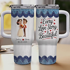 Custom 40oz Tumbler with Handle – romantic dance-Personalized Couple Gift for Anniversary Wedding Gift, Birthday, Mother's Day, Valentine’s Day 8dAKmy