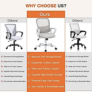 Office Chair, Desk Chair, Managerial Executive Chair, Ergonomic Home Office Desk Chairs, Computer Chair with Comfortable Armrests, Mesh Desk Chairs with Wheels, Mid-Back Task Chair with Lumbar Support