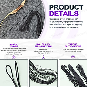 Swpeet 174 Inch 3 Styles 12,14,16 Strands Bow String Replacement Kit, 58 Inch Dacron Bow String Replacement Recurve Bow Accessorie Traditional Bow String Dacron Bow String Replacement Bowstring