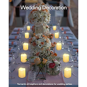 SHYMERY Flameless Votive Candles,Lasts 2X Longer,Battery Operated LED Tea Lights with Warm White Flickering Light,Small Electric Fake Tea Candle Realistic for Wedding,Table,Outdoor,Pack of 12