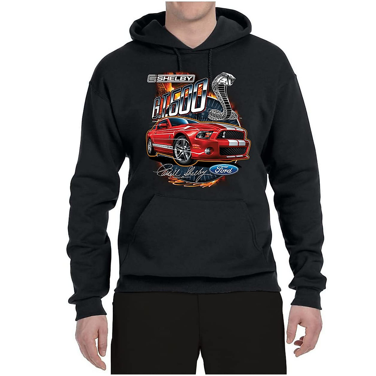 Wild Bobby Shelby GT500 Cobra Official Ford Motors Design Cars and Trucks Unisex Graphic Hoodie Sweatshirt, Black, X-Large