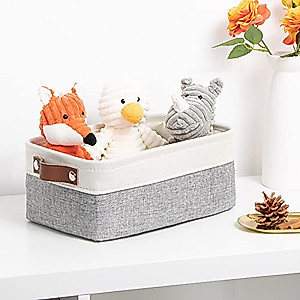 DULLEMELO Small Storage Basket for Organizing, Collapsible Fabric Basket for Shelves, Closets, Laundry, Nursery, Decorative Basket for Gifts Empty (White&Gray)