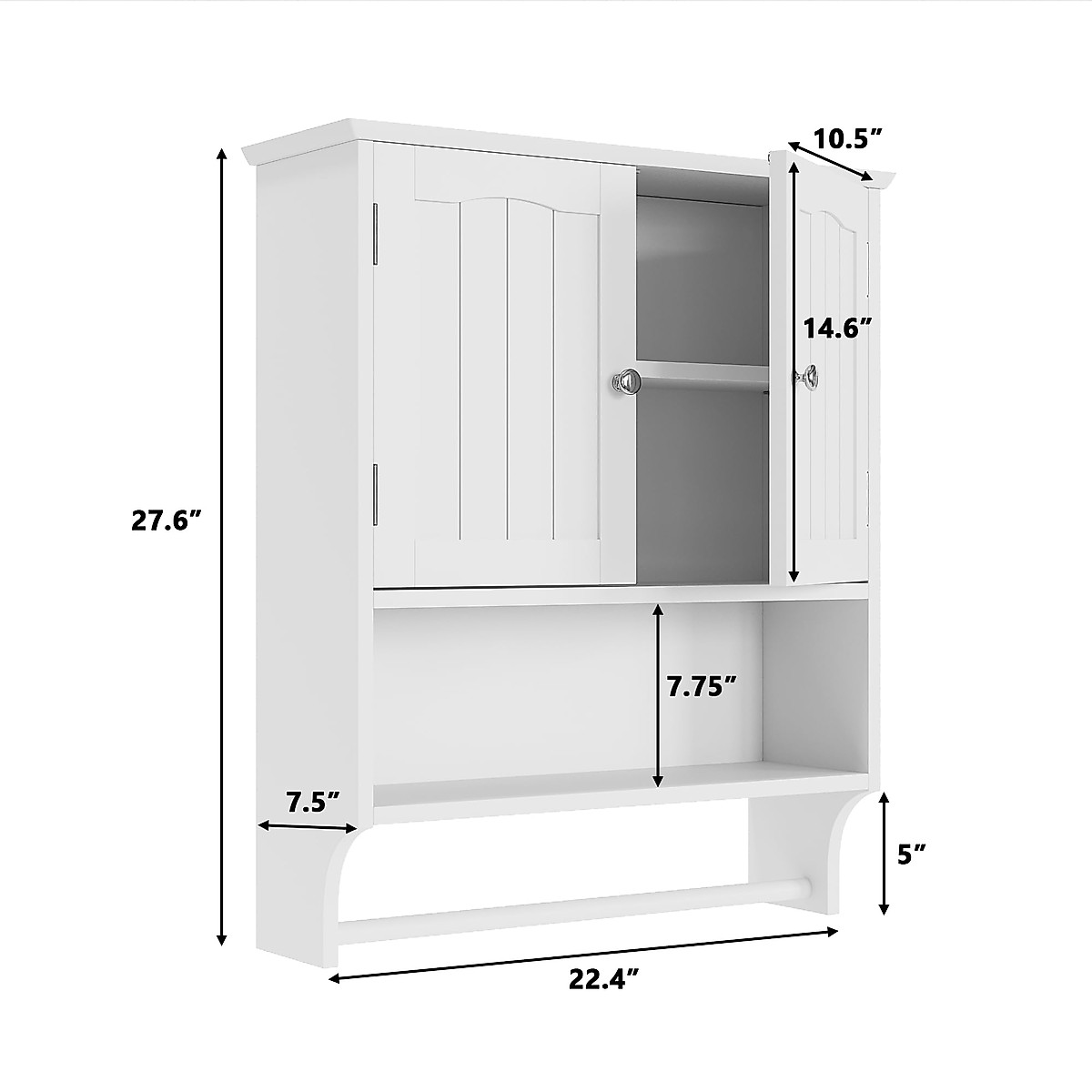 Mino Kesper Bathroom Cabinet Wall Mount with 2 Doors and Adjustable Shelf, Over The Toilet Storage Cabinet, Medicine Cabinet for Bathroom Organizers and Storage