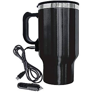 Brentwood CMB-16B Stainless Steel 16oz 12 Volt Heated Travel Mug, Black