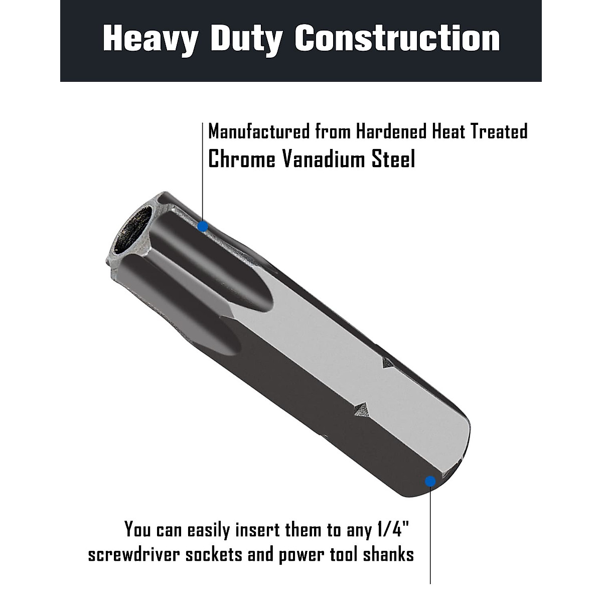 ROTATION 14-Piece Tamper Resistant Star Bits, Chrome Vanadium Steel, T5 - T40 Impact Grade Security Torx Bit Set, 1/4-inch Hex Shank