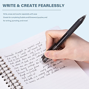 ParKoo Retractable Erasable Gel Pens Twist-Write, Fine Point 0.7 mm, Make Mistake Disappear, 12 Black Ink Pens for Drawing Writing Planners and Crossword Puzzles