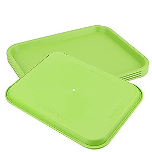 12 Pack Fast Food Serving Tray, 10 x 14 Inch Rectangle Fast Food Cafeteria Service Tray, Plastic Tray for Cafe, Food, Cafeteria, Green