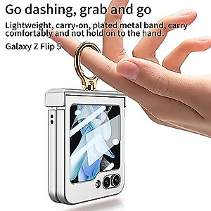 EAXER for Samsung Galaxy Z Flip5 Case, Shockproof Hinge Protection with Ring Holder Stand Screen Rugged Case Cover (Purple)