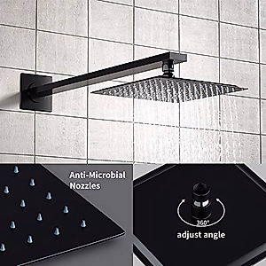 RUIFUDA Matte Black Shower System, 10" Shower Faucet Set Bathroom Luxury Rain Mixer Shower Combo Set Wall Mounted Rainfall Shower Head System (Rough-in Valve Body and Trim Included)